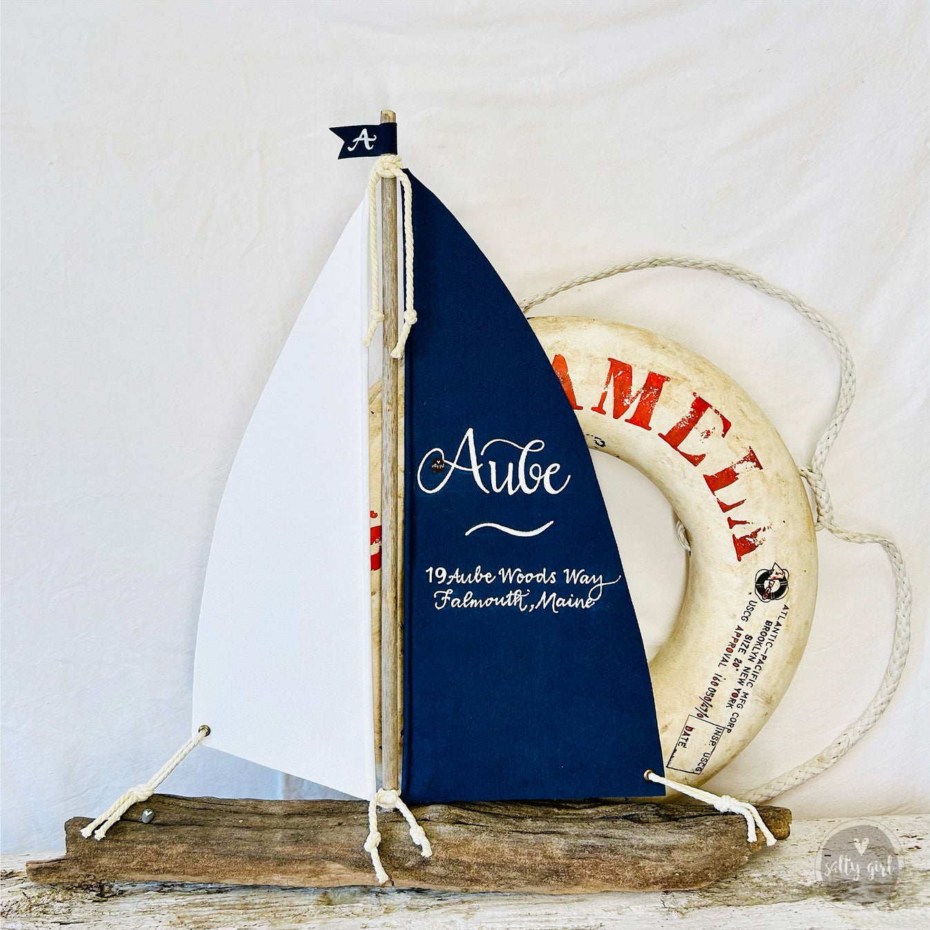 Nautical Centerpiece - 22" Driftwood Table Sailboat – Maine Salty Girl
