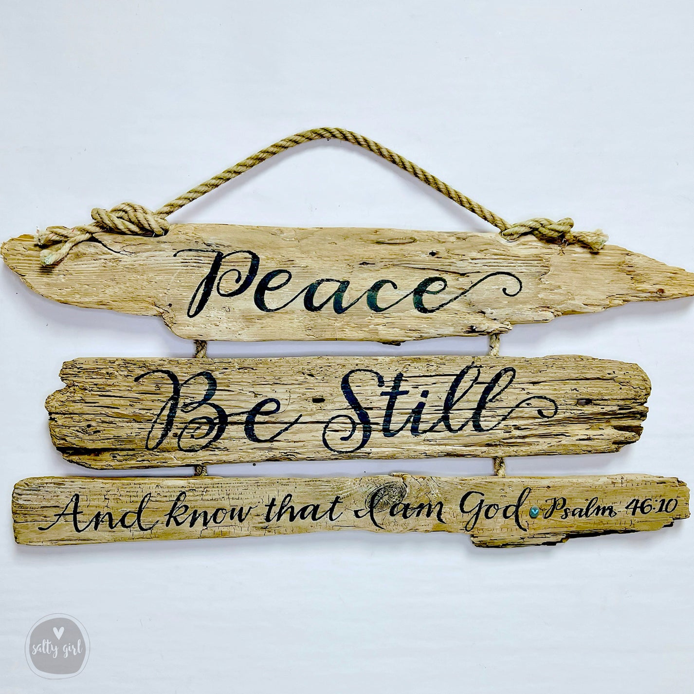 Custom 3-Tiered Driftwood Sign - Personalized Sign with Fishing Rope H ...