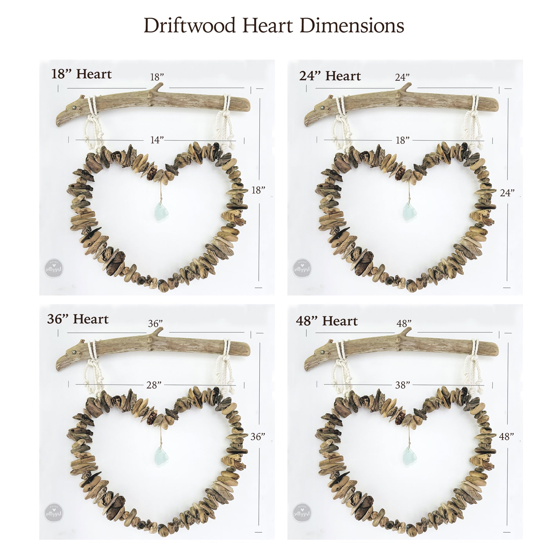Driftwood Heart Wall Hanging 18"-42" – Maine Salty Girl
