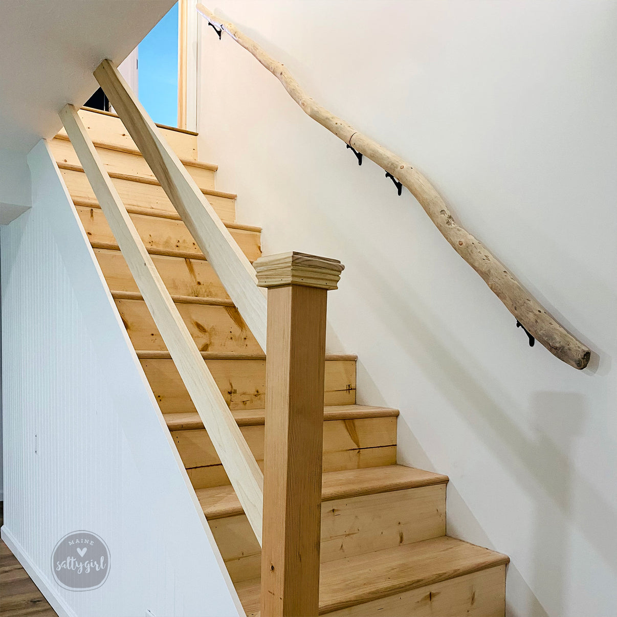 9–14 ft Driftwood Handrail | Rustic Coastal Stair Railing – Maine Salty ...