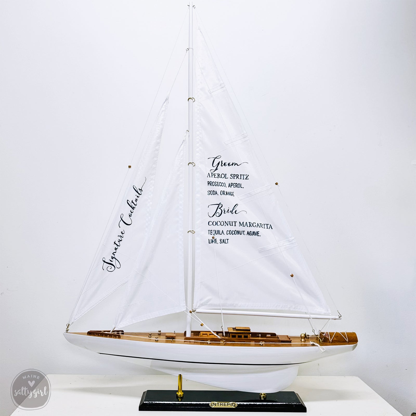 Hand-Lettered Model Sailboat Bar Menu – Custom Wedding Decor – Maine ...
