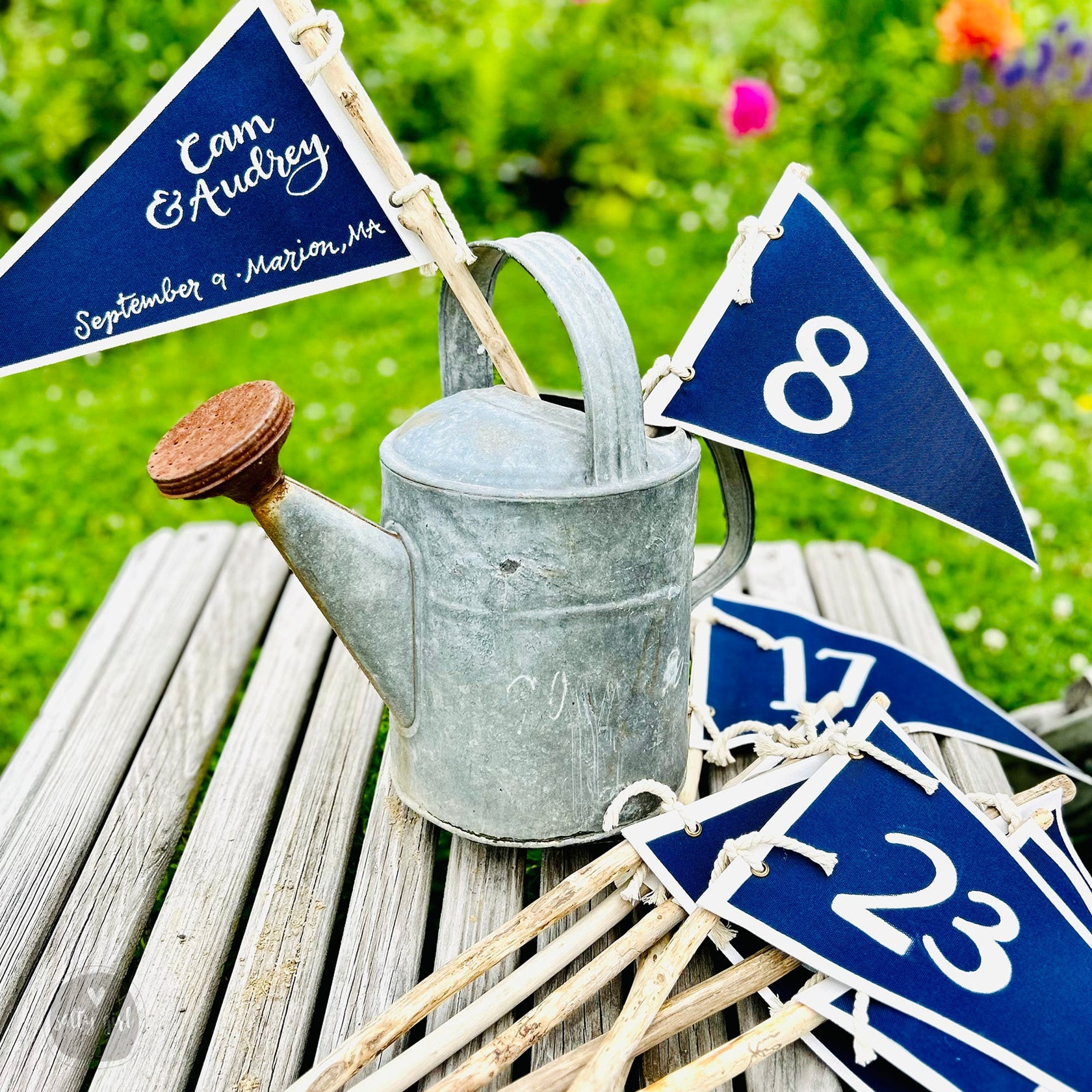 Table Markers - Rental Numbered Wedding Flags – Maine Salty Girl