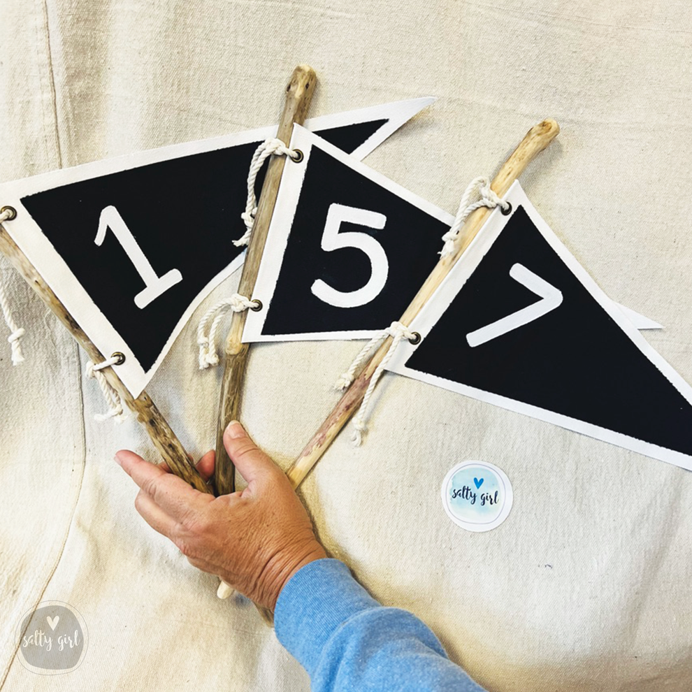 Table Markers - Rental Numbered Wedding Flags – Maine Salty Girl