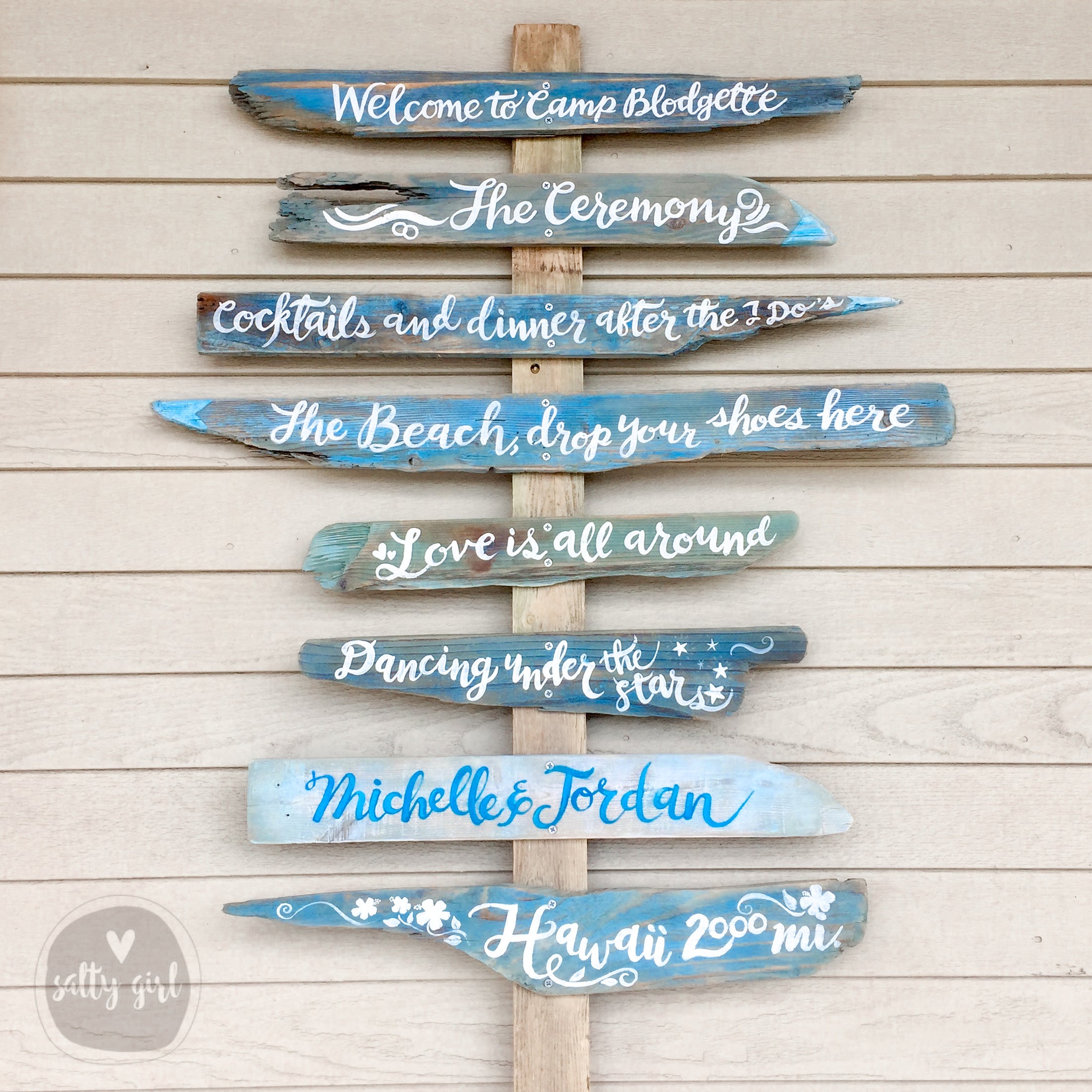 Custom Driftwood Wedding & Event Signs with Hand Painted Graphics on P ...